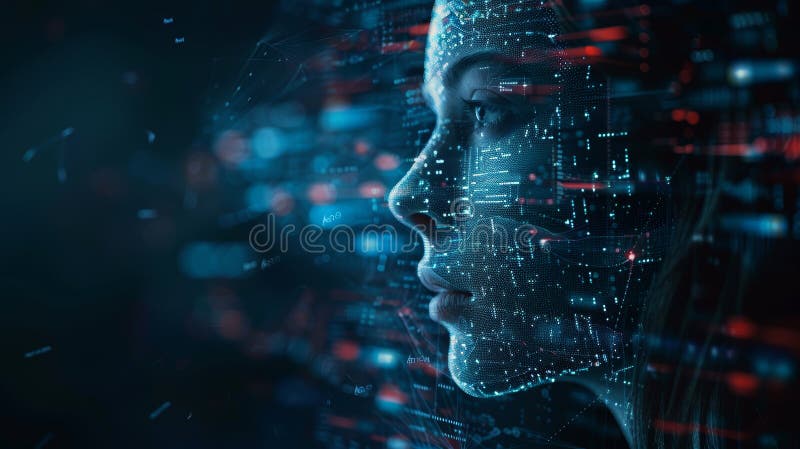 Digital Concept with a Human Profile Blended with Data Visualization ...