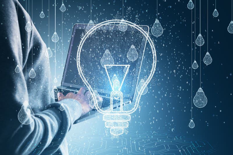 439 Glowing Lightbulb Laptop Digital Innovation Concept Stock Photos ...