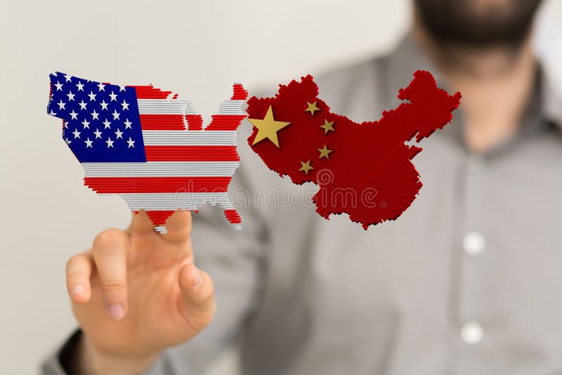 Digital Concept Introducing the Us and China Trade Partner Maps Stock ...
