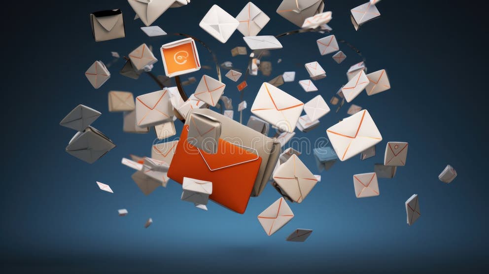 Exploding Email Inbox Concept Illustration Stock Illustration ...