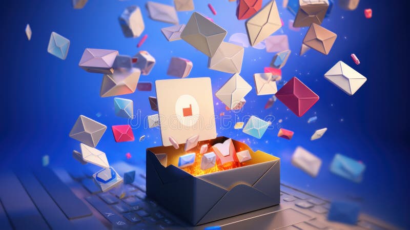 Exploding Email Inbox Concept Illustration Stock Illustration ...
