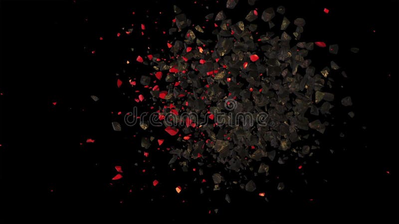 Animation - Exploding Red Heart Pieces on a Dark Background Stock ...