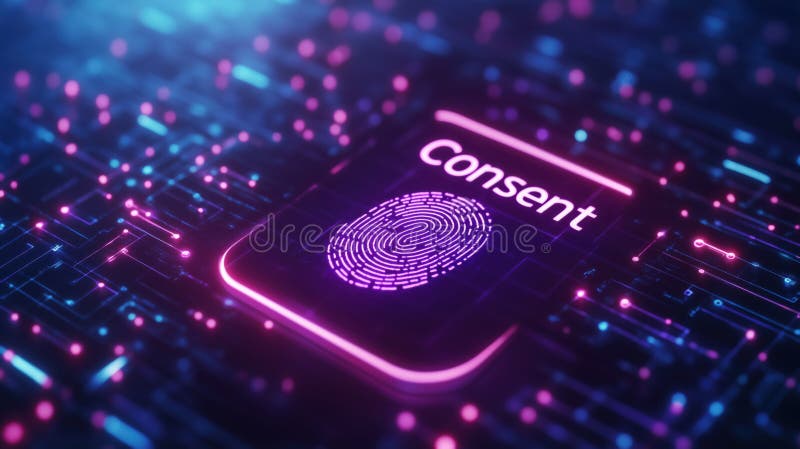 Digital Concept Showing Fingerprint with Consent Text, Symbolizing ...