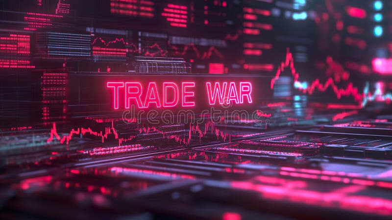 Digital Concept of Trade War with Red Financial Charts Stock ...
