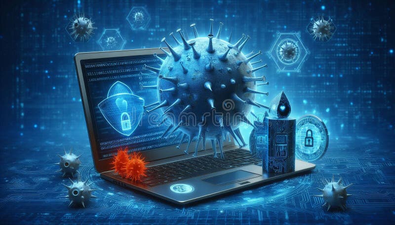 Digital Concept of Virus and Malware Protection Stock Illustration ...