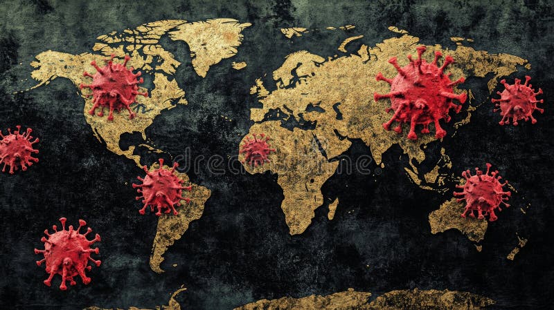 Digital Concept of World Map with Focus on Global Virus Spread Stock ...