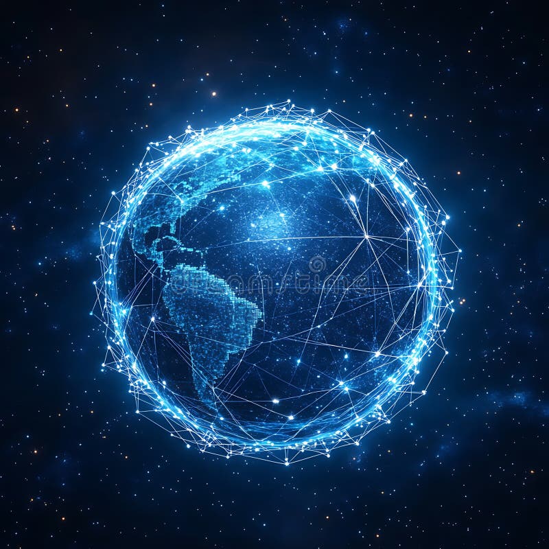 Digital Conceptual Art of Glowing Planet Representing Internet ...