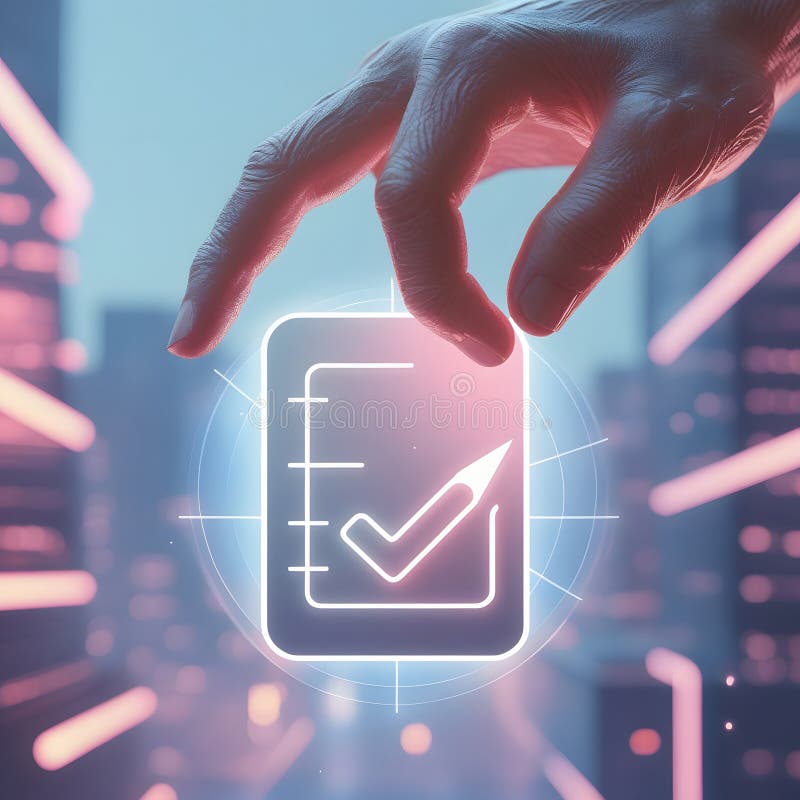 A Digital Conceptual Illustration of a Hand Interacting with a Virtual ...