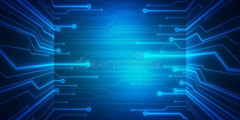 Digital Conceptual Image Circuit Microchip on Blue Background Stock ...
