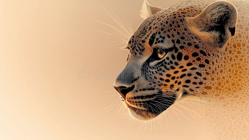 Digital Conceptual Leopard Portrait with Geometric Design Elements ...