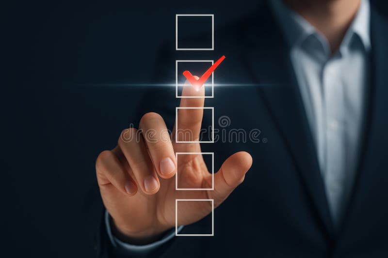 Digital Confirmation a Hand Selecting a Checkbox on a Virtual Checklist ...
