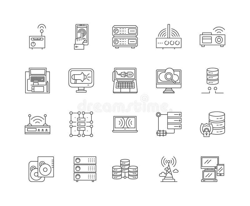 Digital Connect Line Icons, Signs, Vector Set, Outline Illustration ...