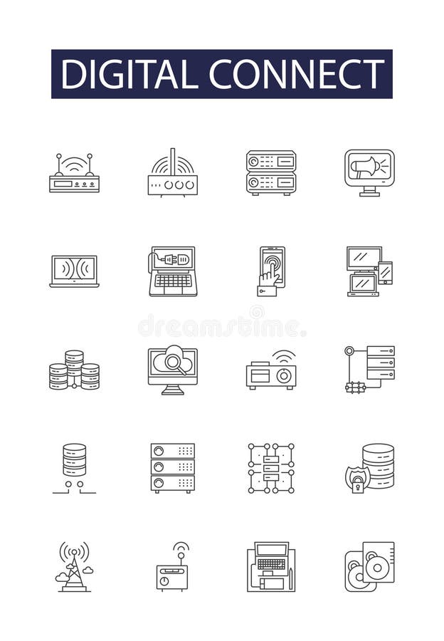 Digital Connect Line Vector Icons and Signs. Digital, Network, Concept ...