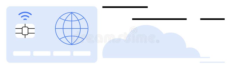 Digital Connected World Card with Chip and Cloud Elements Stock Vector ...