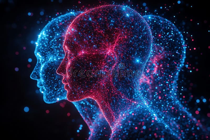 Digital Connection Abstract Human Heads Network Stock Illustration ...