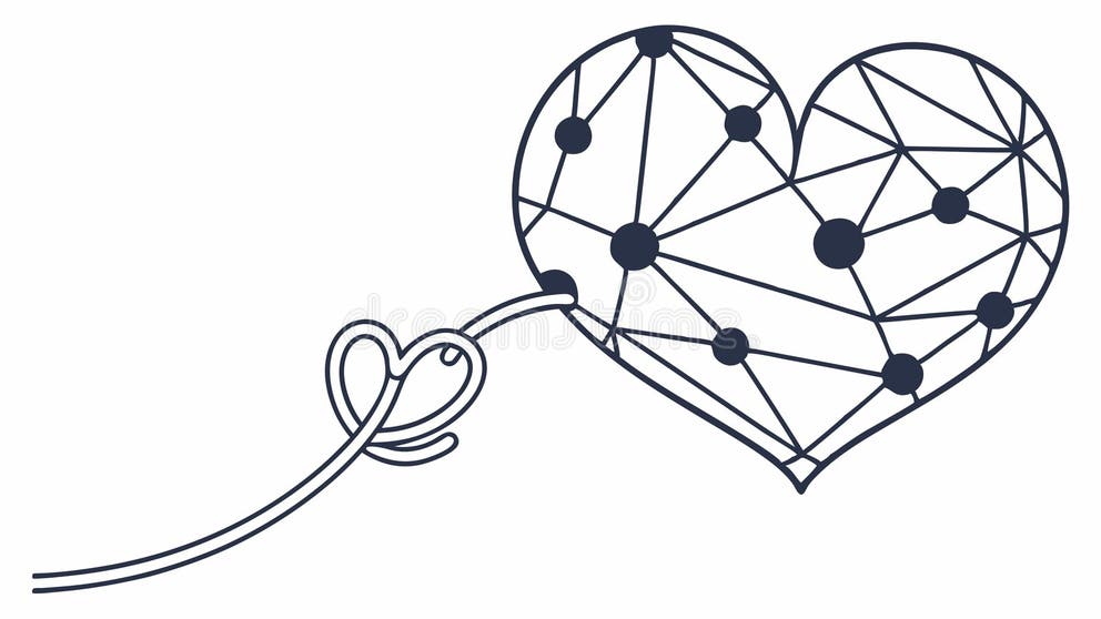 Digital Connection, a Heart Formed by Interconnected Nodes. Vector ...