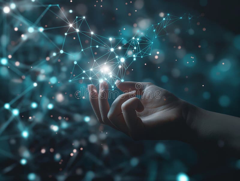 Digital Connection in Human Touch Stock Photo - Image of interaction ...