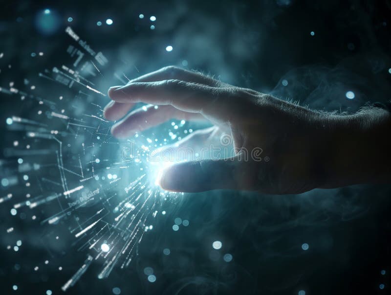 Digital Connection in Human Touch Stock Image - Image of glow, stream ...