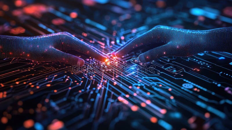 Digital Connection Technology Art Virtual Environment Close Up ...