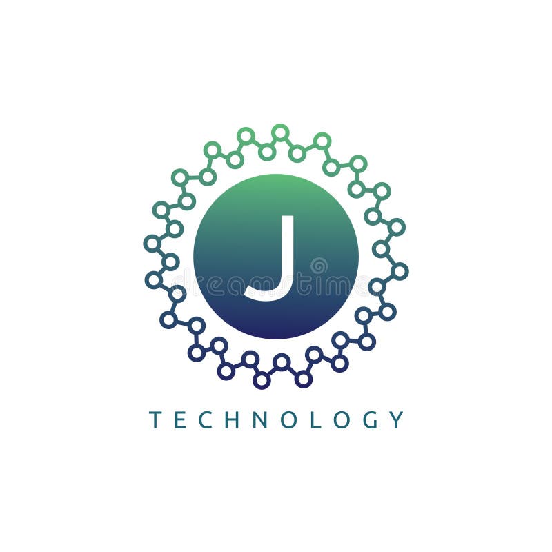 Digital Connection Technology J Letter Logo. Stock Illustration ...