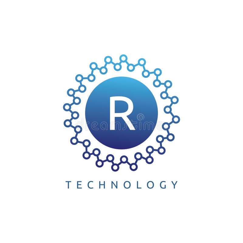 Digital Connection Technology R Letter Logo. Stock Illustration ...