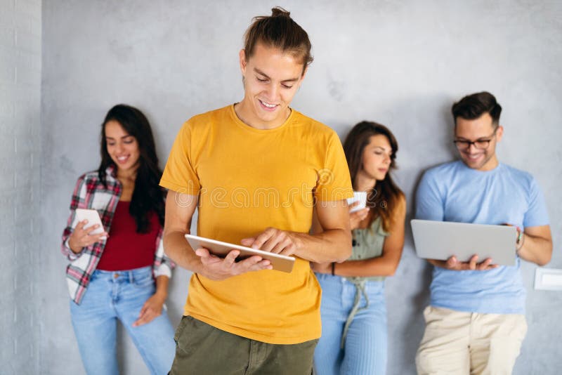 Digital Connection Technology Student Networking Team Friends Concept ...