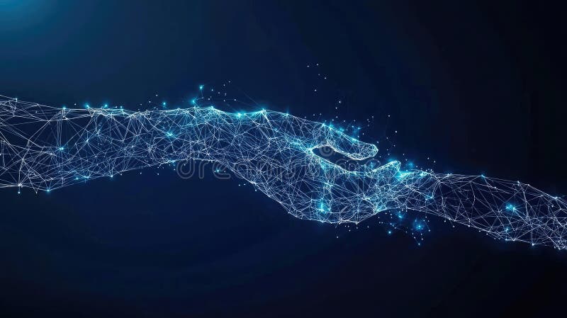 Digital Connection Two Abstract Hands Reaching Out in a Connected ...