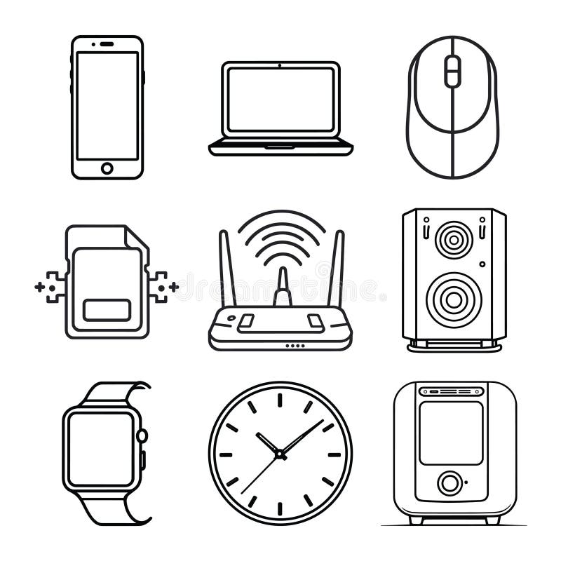 Digital Connection Vector Set: 9 Bold Black-and-White Designs for ...