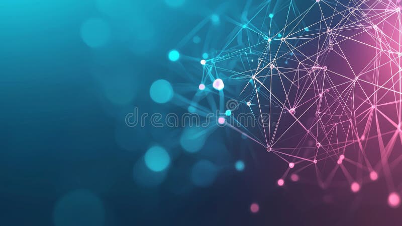 Digital Connections with Aqua Nodes and Lines on a Dark Maroon ...