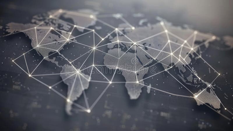 Digital Connections and Data Exchange on a Global Scale in Dark Tones ...