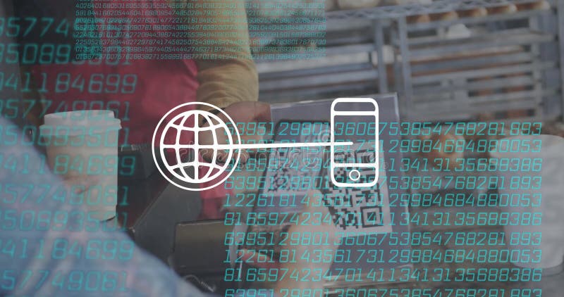 Digital Connectivity Animation Over Workers in Industrial Setting Stock ...