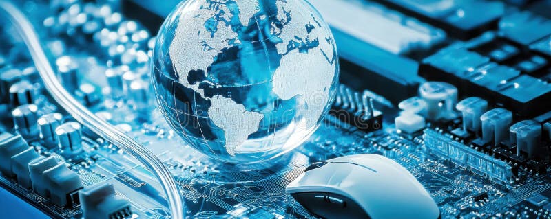 Digital Connectivity Concept with a Glass Globe and Internet Cables on ...