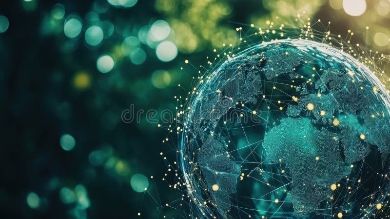Digital Connectivity and Global Network Concept with Earth on Green ...