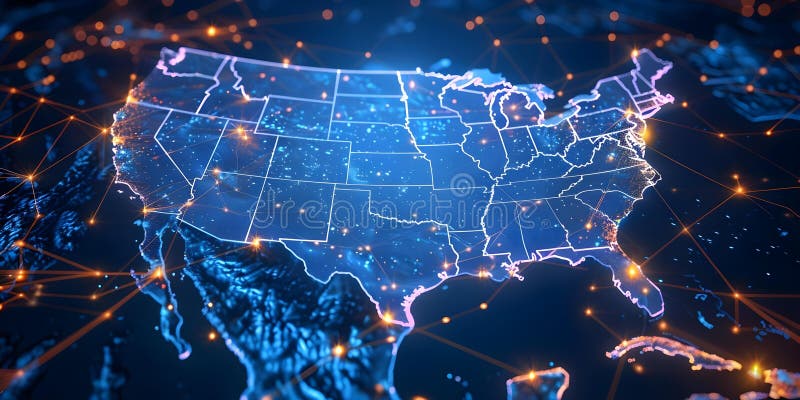 Digital Connectivity and Information Sharing in a Modern Map of the USA ...