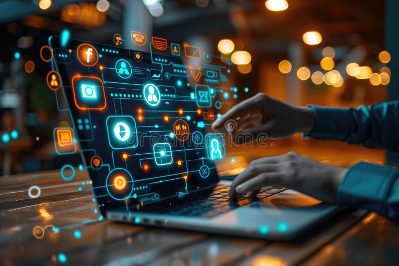Digital Connectivity in Modern Technology Network Interface with Hands ...