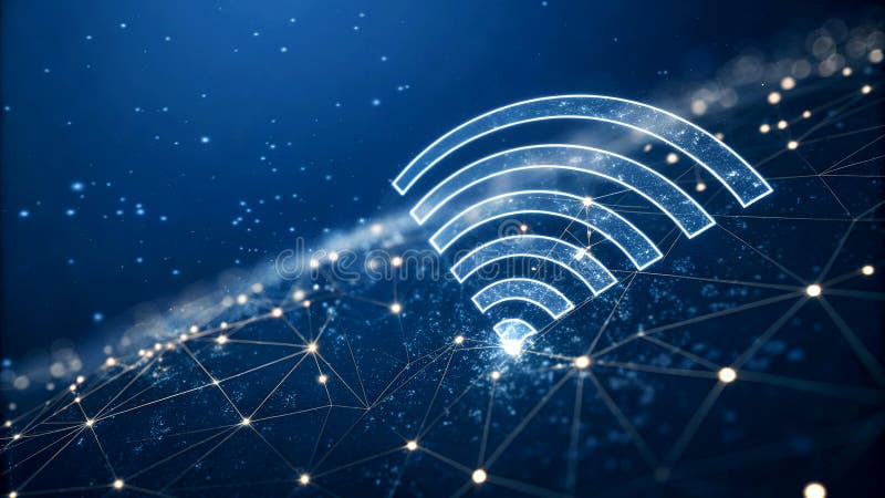 Digital Connectivity Network Concept with Abstract Wifi Symbol and ...
