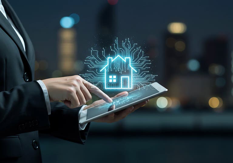 Digital Connectivity in Smart Home Technology System Stock Illustration ...