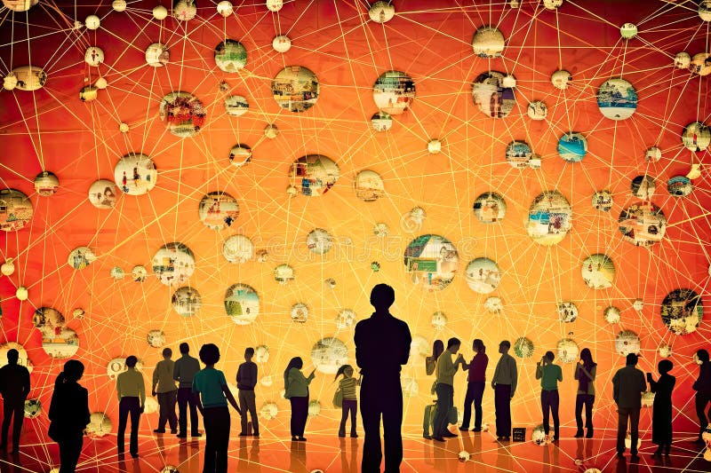 Digital Connectivity, World Map Illustrated with Dots Connected through ...