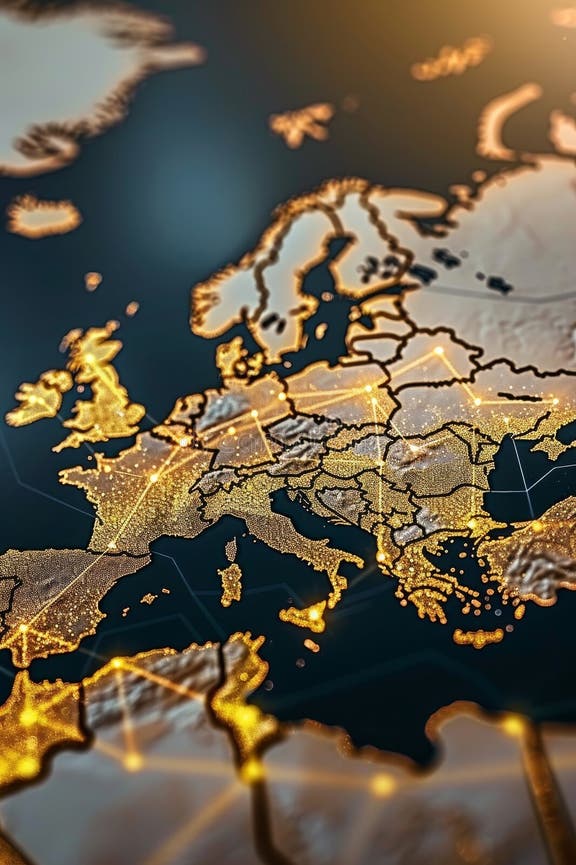 Digital Constellation Eu Network, Connectivity, Data Integration in European Union Concept Stock ...