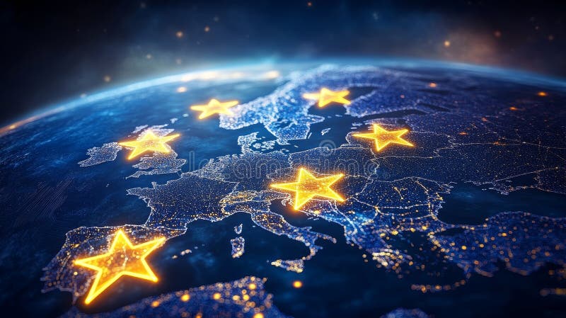 Digital Constellation of Europe Network Connections Symbolizing a ...