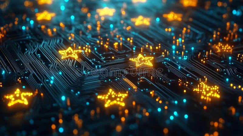 Digital Constellation of Stars on Circuit Board, Symbolizing ...
