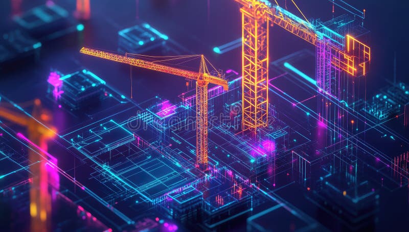 Neon Construction AI stock illustration. Illustration of engineering ...