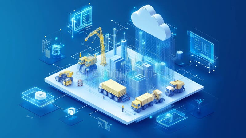 Digital Construction Site Showcasing Cloud Technology Integration with ...