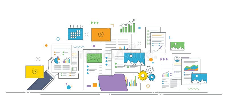 Digital Content Document and Data Management Stock Illustration ...