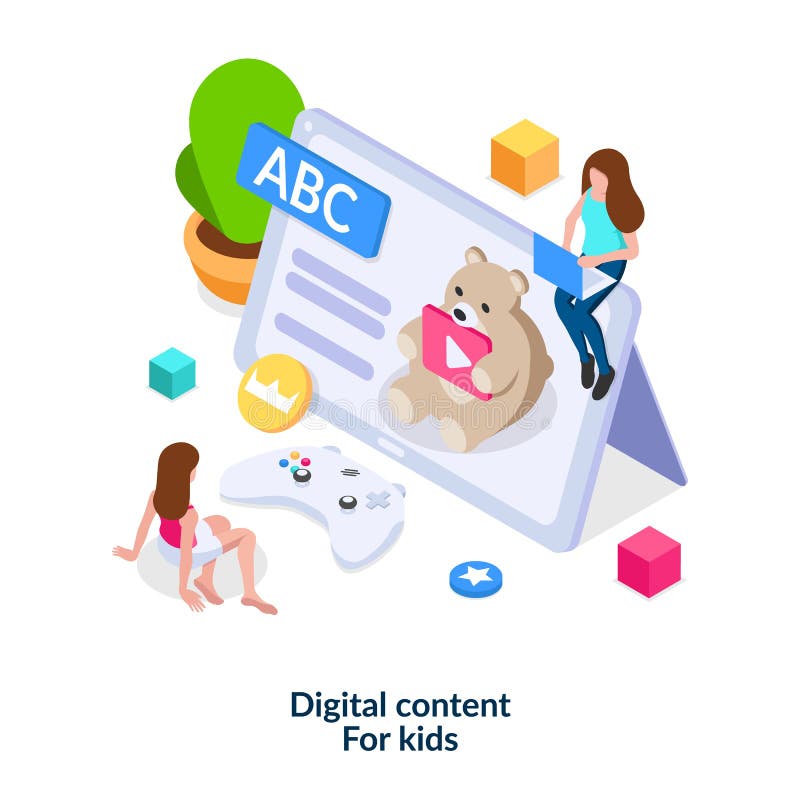 Digital Content for Kids Concept. Stock Vector - Illustration of ...