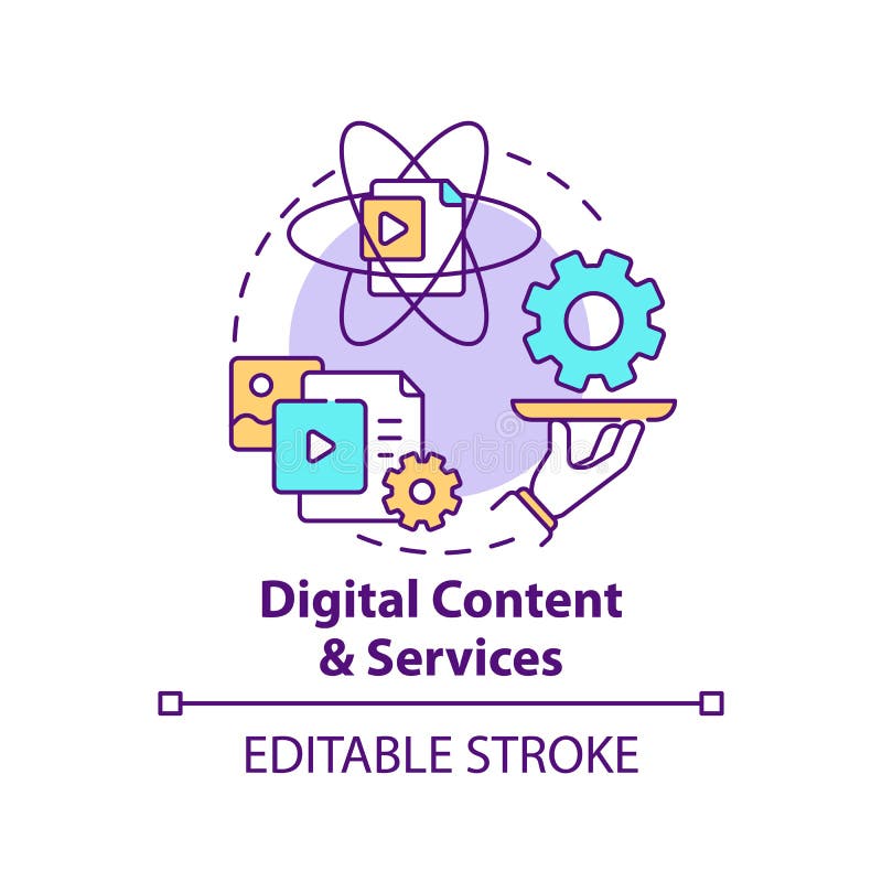 Digital Content and Services Concept Icon Stock Vector - Illustration ...