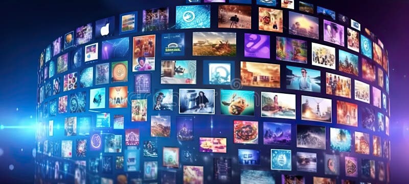 Digital Content, Social Network Streaming Service Stock Illustration ...