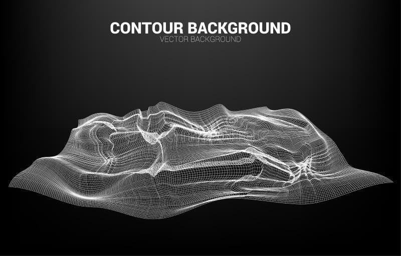 Digital Contour Curve Line and Wave with Wireframe . Stock Illustration ...