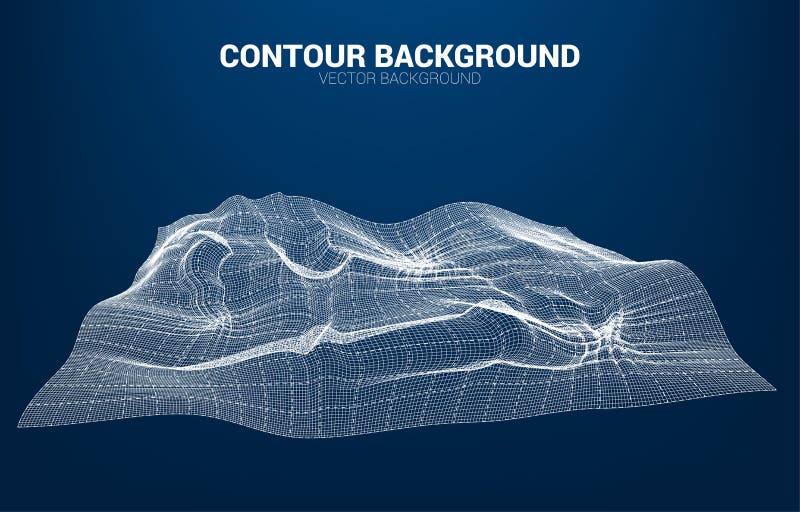 Digital Contour Curve Line and Wave with Wireframe . Stock Illustration ...