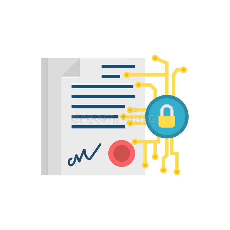 Digital Contract Flat Vector Icon Stock Vector - Illustration of ...